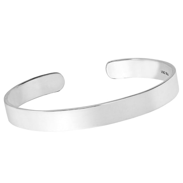 Solid Plain Silver Bangle for Men | 8mm 925 Sterling Silver Bangle bar ...
